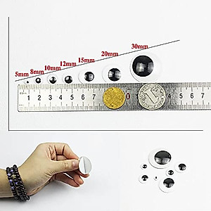 200 Pieces DIY Wiggly Googly Eyes Black White Self-Adhesive Doll Eye Movable Simulation Animal Eyeball Craft Supplies (12mm)