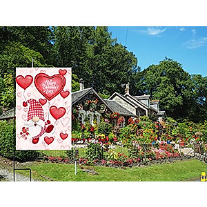 Akeydeco Valentine's Day Flag,12x18 Inch Valentine's Heart Garden Flag Double Sided Printing Valentine Flags for Your Valentine's Day Decoration