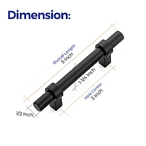 Ravinte 30 Pack 5 Inch Cabinet Pulls Matte Black Kitchen Cabinet Hardware Cupboard Handles with Square Base 5" Length,3" Hole Center