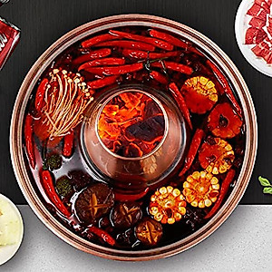 Lihuzmd Copper hot Pot, 304 Stainless Steel Old Beijing Electricity/Charcoal Heated Soup Boiler Outdoor Picnic Multiplayer Hot Pot,Silver,36cm