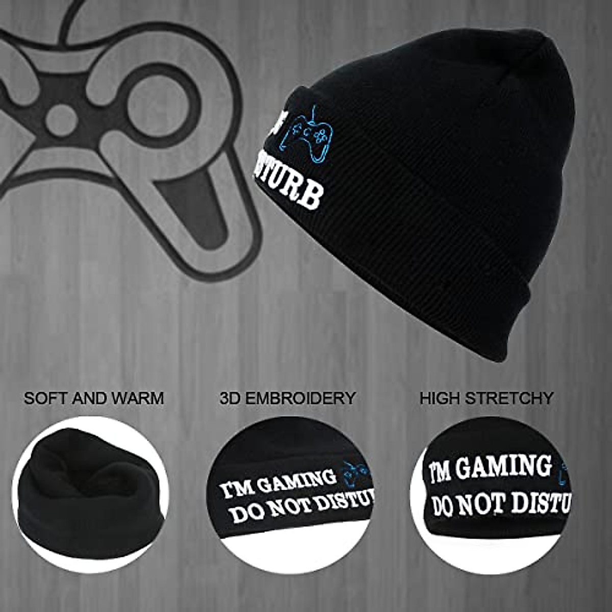 NDLBS Stocking Stuffers for Men Funny Gifts Gaming Socks Beanie Winter Hat Novelty Christmas Brithday for Teens Boys Men Him