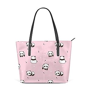 Shoulder Bag for Women Tote Bags Leather Shopper Bag Large Work Cute Cartoon Panda Decor Handbags Casual Bag