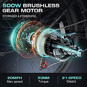 Vivi Electric Bike for Adults 26"/20" Ebike, 500W Folding Electric Bike, 20MPH Adult Electric Bicycles with Removable 48V Battery, Up to 50Miles Range, Cruise Control, Dual Shock Absorber