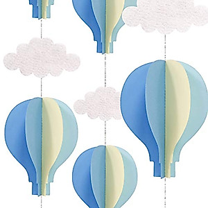 AZOWA Big Size Hot Air Balloon Decorations Blue Paper Garlands for Baby Shower Pack of 2