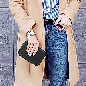 FEISCON Small Jewelry Box Necklace Ring Storage Organizer Mini Jewelry case Double Layer Travel Jewelry Organizer for Women Girls Gift/Black