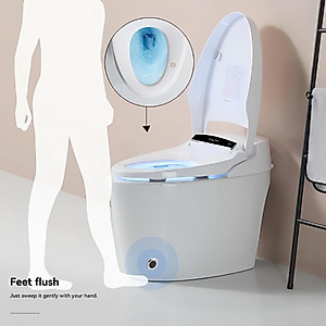 Automatic Flushing, Manual Flipping, Modern Classic Elongated with Dryer, Warm water, Foot Sensor Operation, Heated Bidet Seat, Tankless Smart Toilet with LED Display