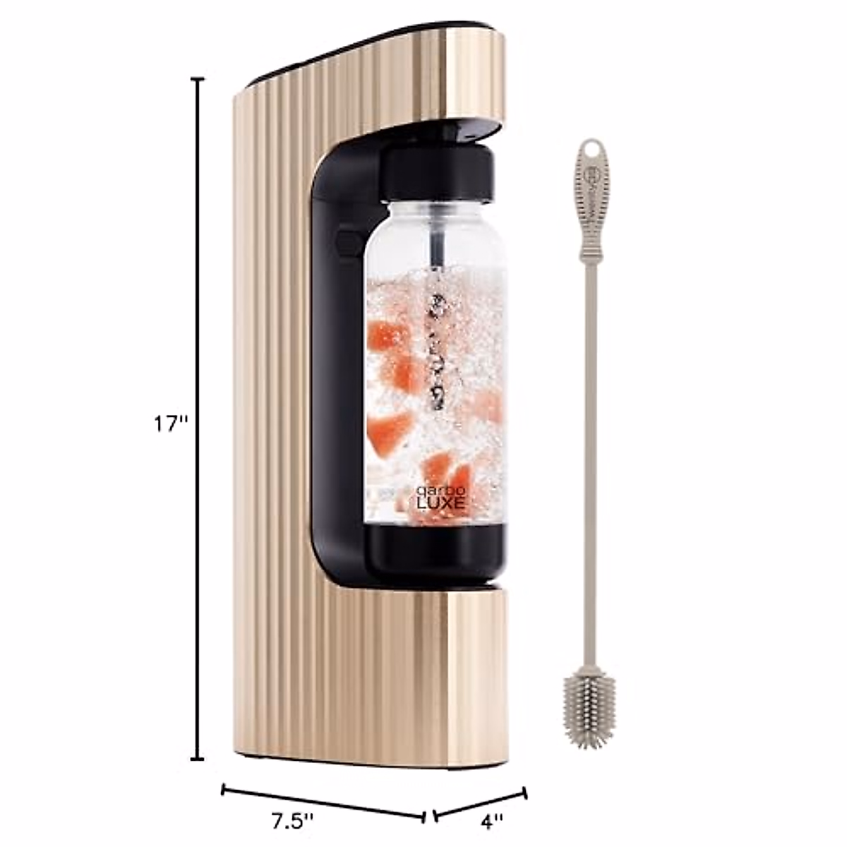 Twenty39 qarbo LUXE Premium Metal Sparkling Water Maker Machine - Soda Beverage Carbonator for Home, Seltzer & Carbonated Beverage Dispenser, Water Carbonation Fizz Maker (Tuscan Gold)