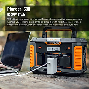 BALDR Portable Power Station 500W, 519Wh Outdoor Solar Generator (Solar Panel Optional) Mobile Lithium Battery Pack with 1.