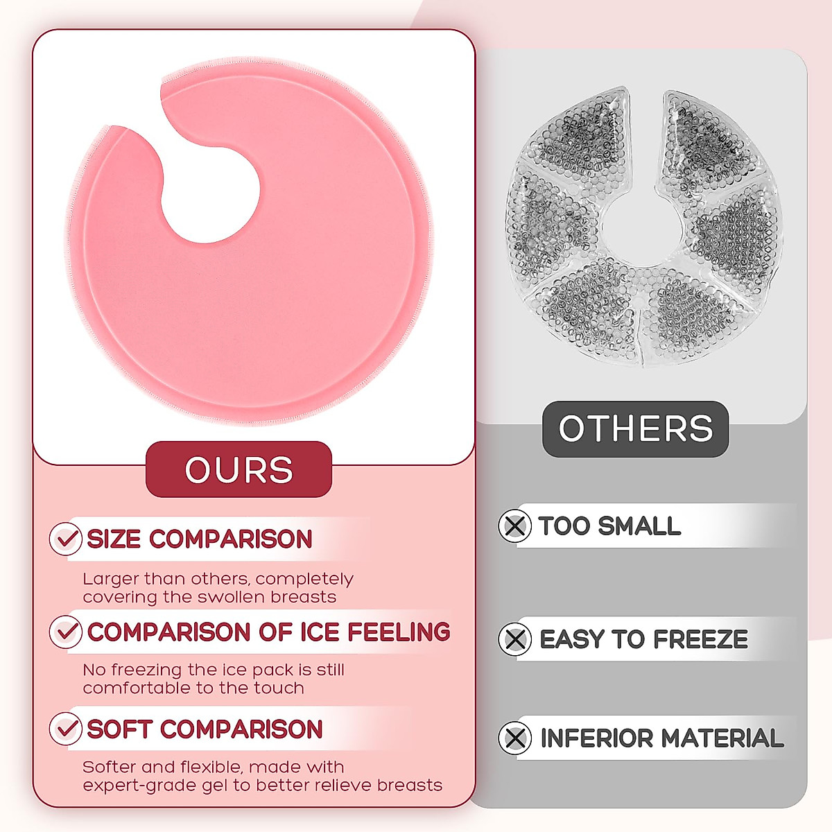 Luguiic Soft Gel Breast Therapy Pads for Breastfeeding & Pumping, Hot Cold Breast Ice Pack for Nursing Pain Relief, Engorgement, Mastitis,Nipple Pain,Breastfeeding Essentials for Nursing Mothers