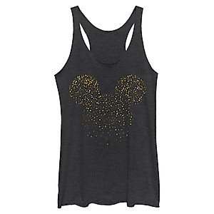 Disney womens Disney Characters Mickey Confetti Fill Tri-blend Racerback Layering Tank T Shirt, Black Heather, Medium US