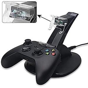 Charger Charging Station,Poulep Charging Station for Xbox One, Dual Charger Stand Compatible With for Xbox One/S(Black)