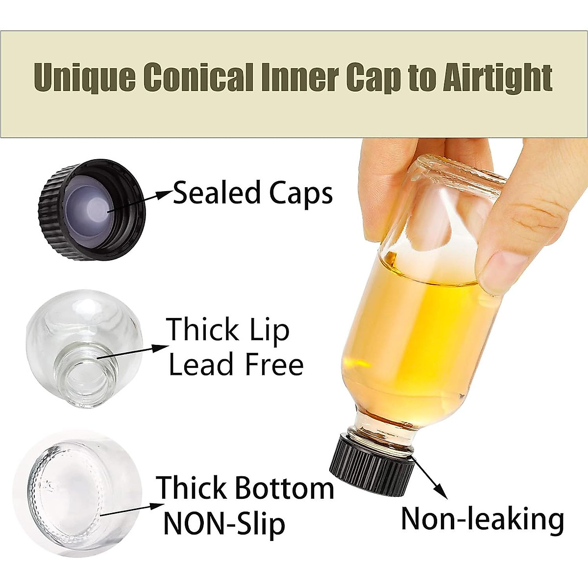 DIDITIME 6 Pack 2 oz Juice Bottles with Lids & Stainless Steel Funnels, Wellness Ginger Shots Bottles, Mini Travel Bottles, 60ml Small Jars with Lids for Potion, Ginger Shots, Oils, Juice