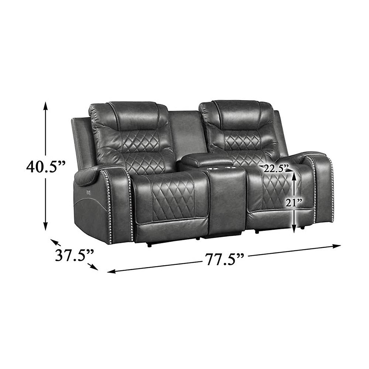 Lexicon Derringer Wall Hugger Power Double Reclining Loveseat, Gray
