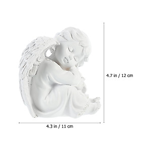 VOSAREA Praying Angel Figurine Resin Cherubs Angel Statue Guardian Angel Figurine Thinking Angel Sculpture Cute Wings Angel Memorial Statue for Home Decoration Wedding