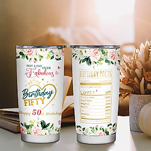LJWJWLJW 50th Birthday Gifts for Women Cups - Best 50th Birthday Gift Ideas Cups - Happy 50 Year Old Birthday Gift Cups -1973 Birthday Gifts - 50th Birthday Decorations for Her-20 OZ Cups