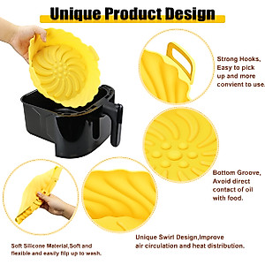 3Pack Air Fryer Silicone Pot,8.5 Inch Reusable Air Fryer Silicone Liners Replacement of Flammable Parchment Liner Paper, Easy Cleaning Air Fryer Oven Accessories Fits 5.3 QT or larger Air Fryer.