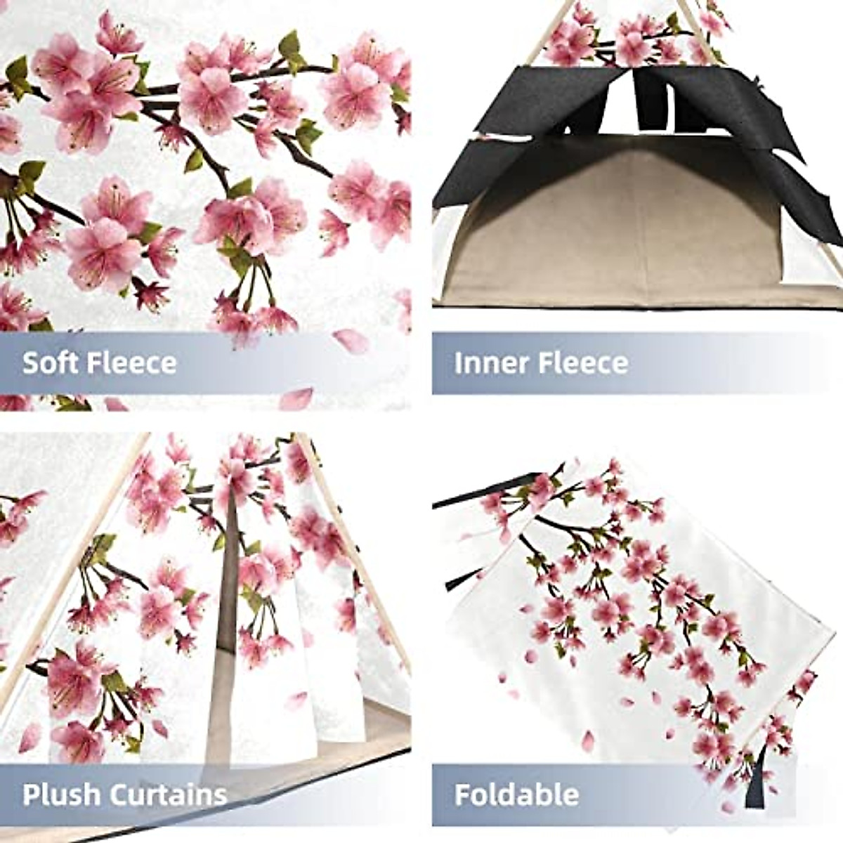 enheng Small Pet Hideout Sakura Flowers Hamster House Guinea Pig Playhouse for Dwarf Rabbits Hedgehogs Chinchillas