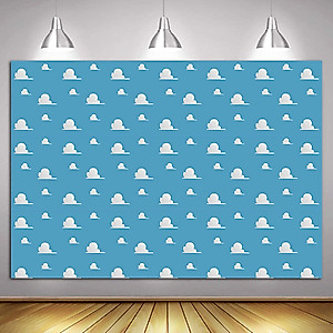 Art Studio It's a Boy Story Themed Birthday Party Photography Backdrops 5x3ft Blue Sky White Clouds Baby Shower Photo Background Kids Hero Photo Booth Studio Props Vinyl