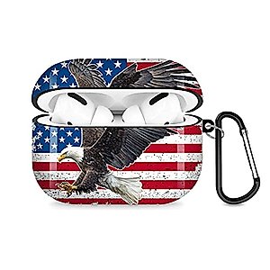 Eagle Flag Airpods Case Compatiable with Airpods pro - Airpods pro Cover with Key Chain, Full Protective Durable Shockproof Personalize Wireless Headphone Case