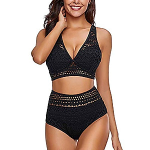 OUDLLY Bikini Sets for Women 2 Piece Strappy Push Up High Waisted Cheeky Reversible Bottom Bikini Set Swimsuits Bathing Suit prime deals of the day today only,sales today,dollar stocking stuffers