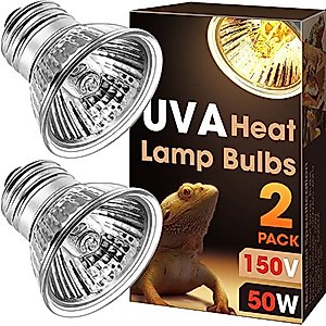 Heat Lamp Bulbs for Reptile, WEEGrow Warm White UVA Basking Light for Reptiles, Bearded Dragon Tank Accessories, Dimmable Reptile Heat Lamp 50W, Heat Bulb for Turtle Chicken Snake Gecko Lizard, 2 Pack