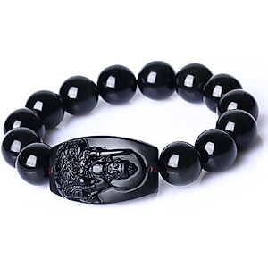 c1lint7785631 pure natural obsidian Manjushri Kwan-yin Bodhisattva Buddha bracelet Bracelet