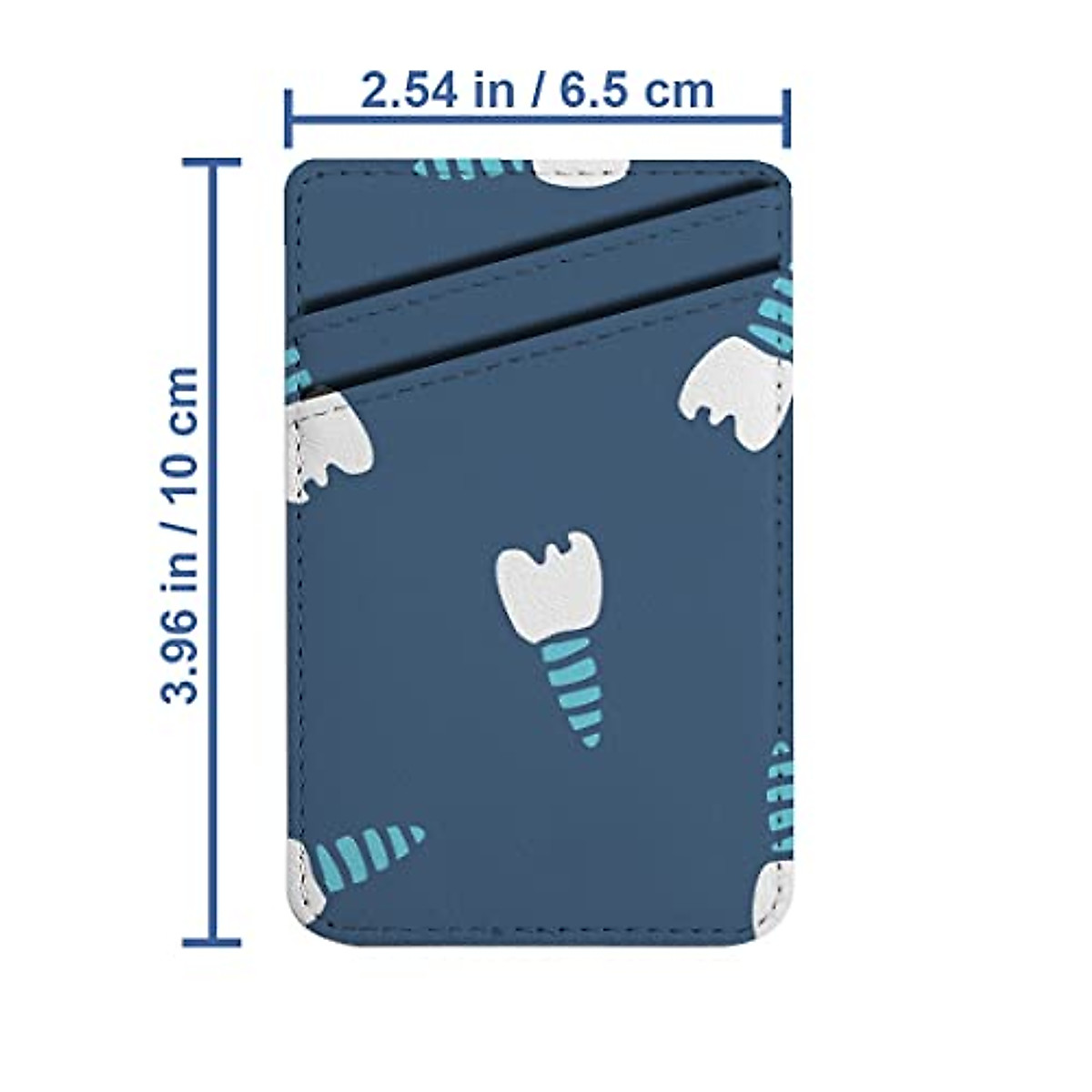 Diascia Pack of 2 - Cellphone Stick on Leather Cardholder ( Dental Implant Doodle Pattern Pattern ) ID Credit Card Pouch Wallet Pocket Sleeve