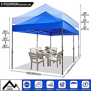 COBIZI 10x20 Heavy Duty Pop up Canopy Tent with 6 sidewalls Ez Up Commercial Outdoor Canopy Wedding Party Tents for Parties All Season Wind & Waterproof Gazebo with Roller Bag,Blue(Frame Thickened)