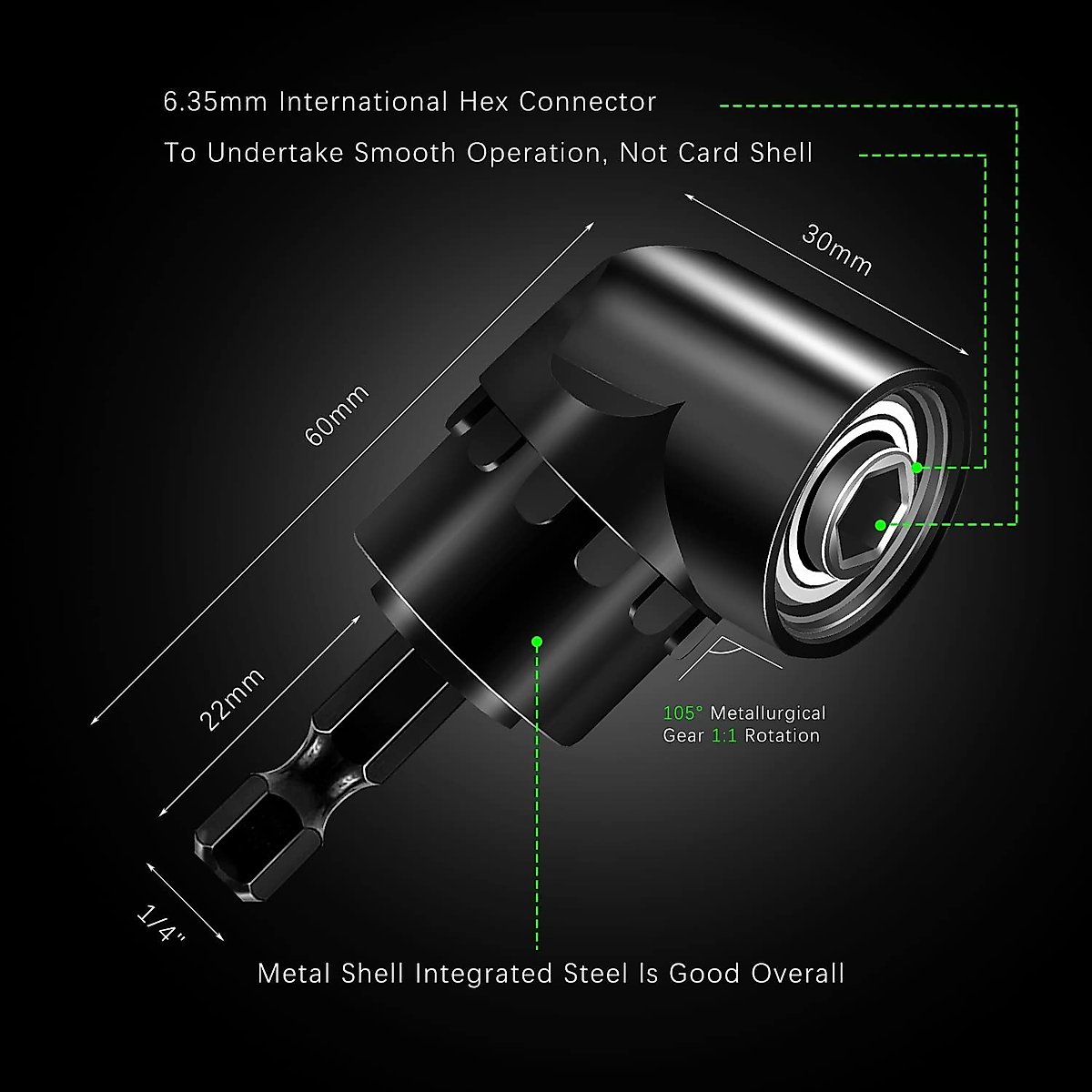 Impact Grade Driver Sockets Adapter Extension Set Drill Bit 3Pcs 1/4 3/8 1/2" Universal Socket Adapter Set and Right Angle Drill 105 Degree Right Angle Screwdriver set Drill Hex Bit Socket Adapter