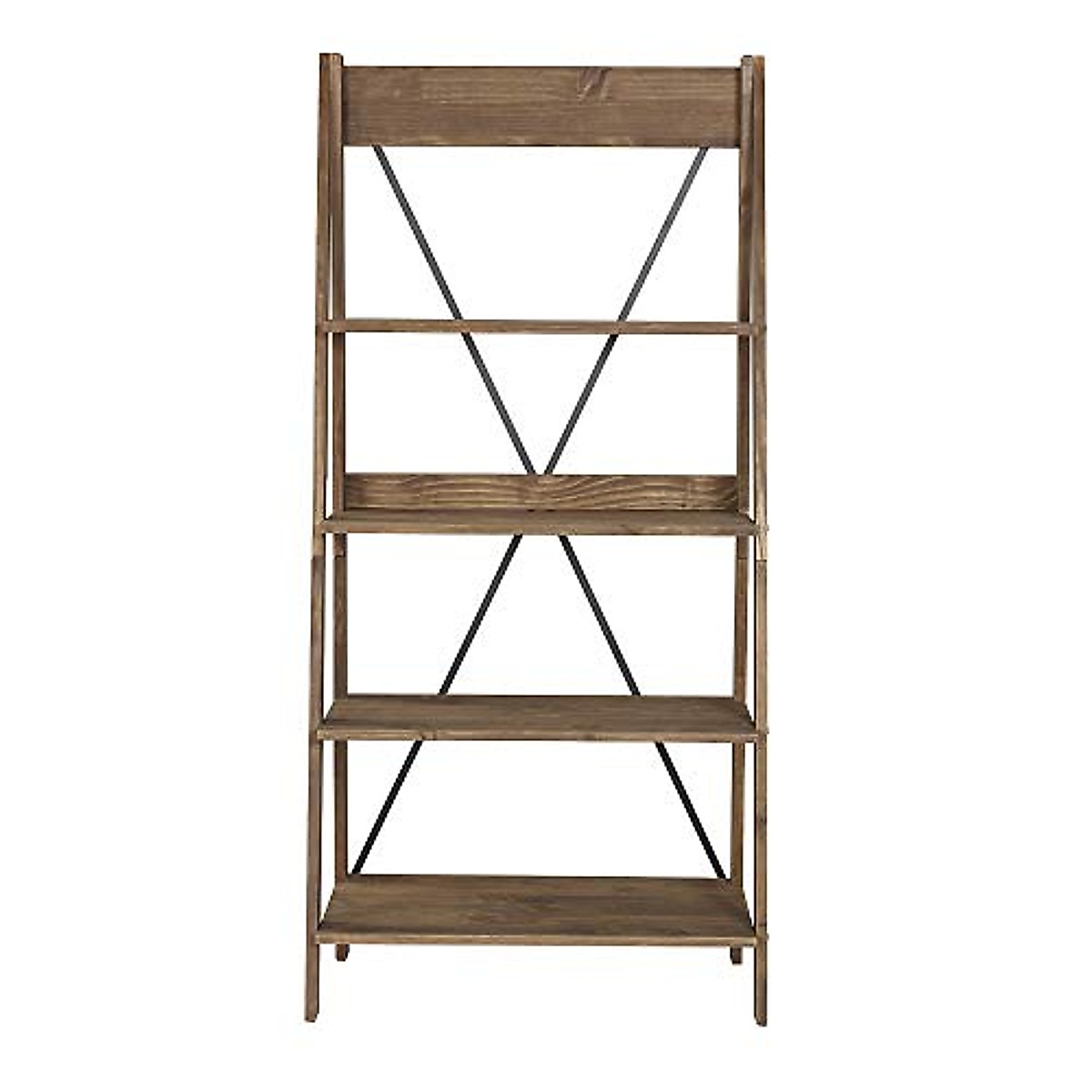 Walker Edison X Back Modern Farmhouse Wood Bookcase Bookshelf Home Office Living Room Storage, 4 Shelves, Brown