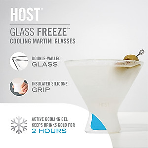 Host Stemless Martini Glasses, Cocktail Glasses, Double Walled Insulated Drinking Glass, Frozen Cups to Keep Your Drinks Cold, Set of 2