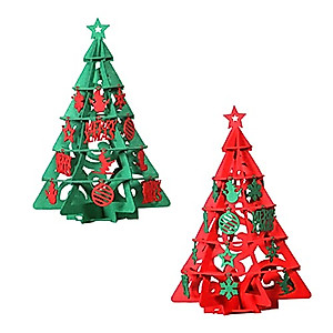 BESTOYARD 2Pcs Christmas Tree Holiday Party Decoration Table Small Xmas Tree Christmas Table centerpieces Artificial Snow Pine Tree Miniature Pine Tree Xmas Pine Tree Ornaments Delicate Felt