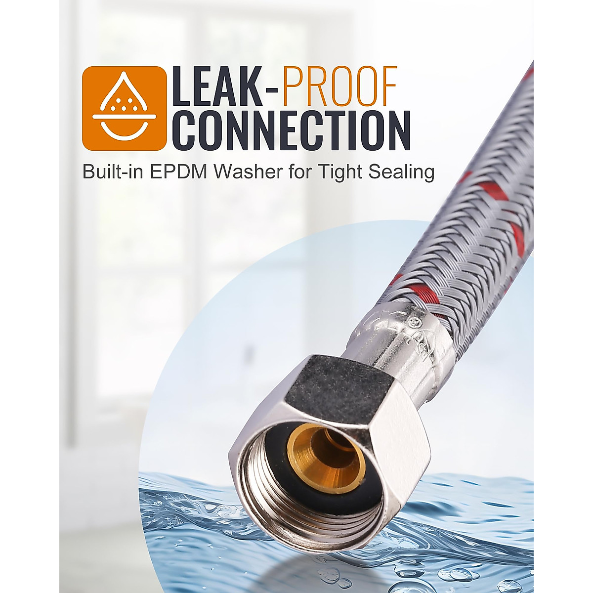 Faucet Supply Lines: WOWOW 40" Bathroom Sink Faucet Hose, Braided Nylon cUPC Supply Lines 3/8" Female Compression Thread × M8 Male Connector,Stainless Steel Braided Supply Line(1 Pair)