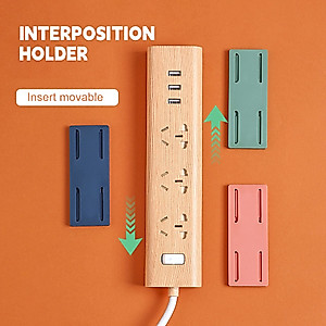 4 Pcs Self-Adhesive Desktop Socket Fixer, Adhesive Punch Free Socket Holder, Power Strip Holder Fixator, Plug-in Socket Holder for Desk (4PCS)