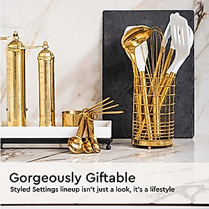Gold Measuring Cups and Spoons Set - Stackable, Stylish, Sturdy 8-Piece Gold Measuring Cups and Gold Measuring Spoons Set - Cute Measuring Cup Set, Gold Kitchen Accessories, Gold Kitchen Utensils