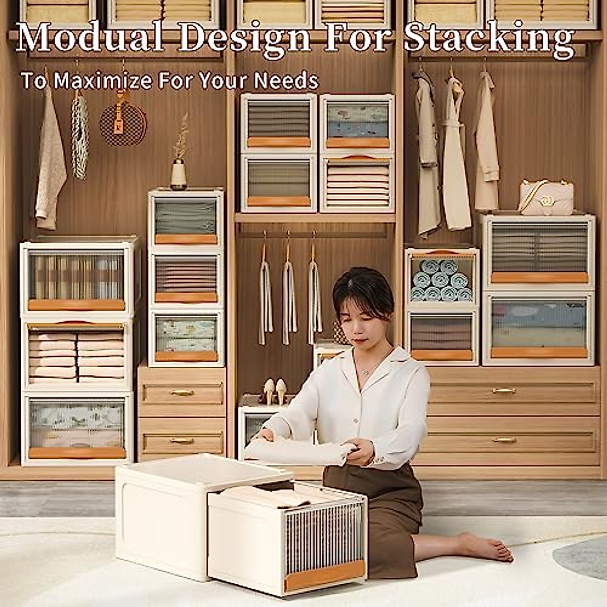 Plastic Drawers, Stackable Storage Drawers, 4 Drawers Plastic Storage, Storage Drawers Organizer for Bathroom, Two Way Opening Drawers for Clothes, Storage Bins with Drawers, Under Desk Storage Drawer