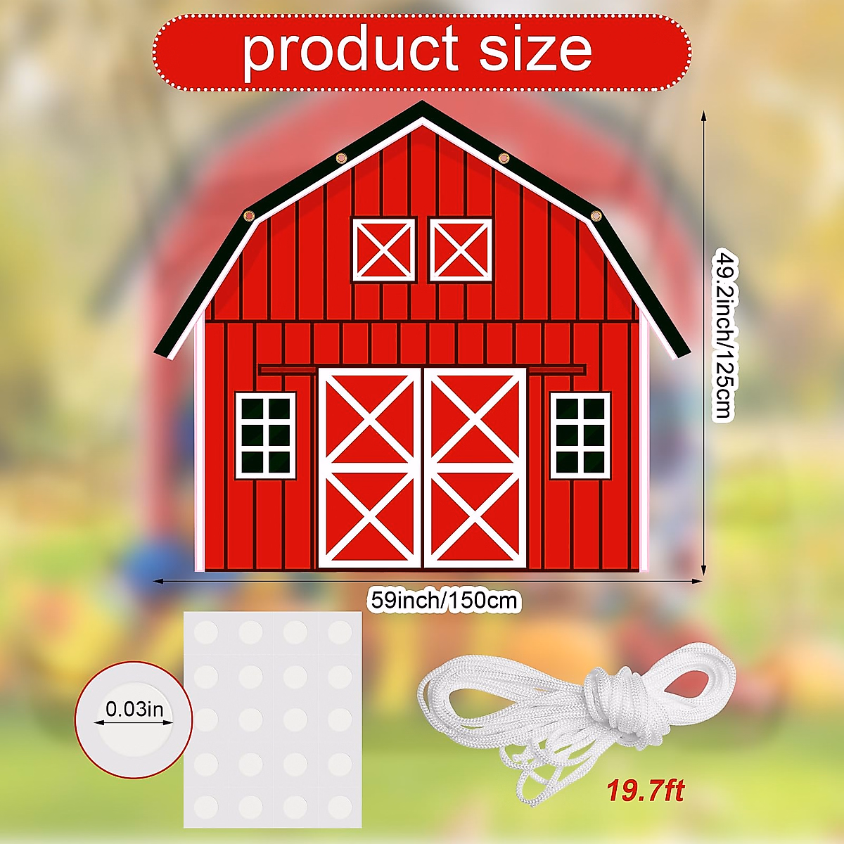 Preboun Halloween Farm Theme Trunk or Treat Decorations for Cars Red Barn Door Backdrop with 8 Pack Walk Animal Balloons 25 Pack Cow Balloons for Halloween Archway Garage Decorations