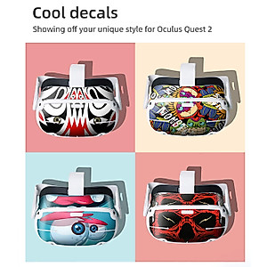 YYFRIEND Multiple Color Stickers Skin for Oculus Quest 2 VR Headsets and Controllers Sticker Protective Decal Accessories