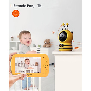 BabyTime Baby Monitor, 1080P Baby Camera Monitor No WiFi with 5" Display, Night Vision, Lullaby Player, Two Way Audio and VOX Mode, Temperature