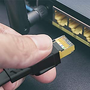 DEEGO Cat 8 Ethernet Cable 50 ft, High Speed Flat Network Cable Shielded, 40Gbps 2000MHz LAN Ethernet Cable U/FTP 30AWG with Gold Plated RJ45 Connector Fit Gaming, Router, Modem, PC, PS4, PS5