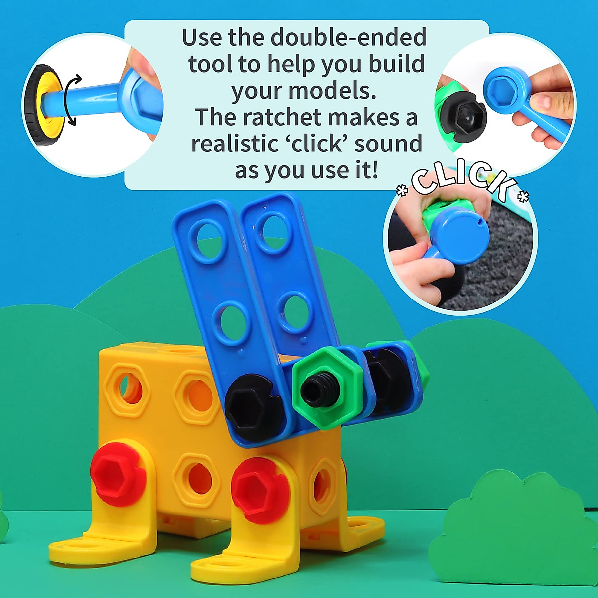 SUPA STEM Bolt Builders Kids Building Blocks | 101 Pcs Kids Building Toys | Nuts and Bolts Construction Toy Building Sets | Educational Toys for 3 Year Old Boys and Girls and Up | Ages 3 4 5 6 7 8 +