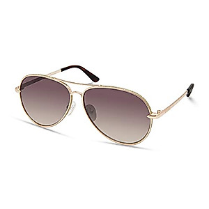 GUESS Women's Classic Aviator Pilot Sunglasses, Gold, 58mm