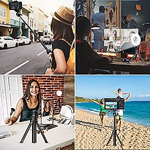 Ulanzi MT-34 Extendable Pole Tripod Mini Tabletop Tripod Selfie Stick with 2 in 1 Phone Clamp, Travel Tripod for Phone 12 Canon G7X Mark III Sony ZV-1 RX100 VII A6600 Vloging Filmmaking Live Streaming