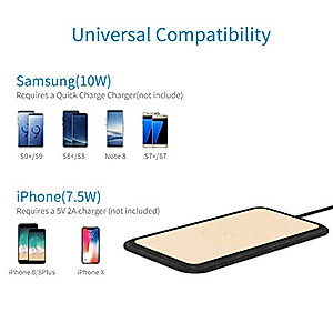 FASTPAD Ultra-Slim Qi Wireless Charger PU Leather Charging Pad Gold for iPhone X iPhone 8 8 Plus 7.5W Quick Charge, for Samsung Fast Charging, Water Resistant, No Heating (No AC Adapter)