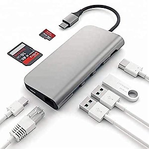 XUNMAIFHB Portable Docking Station,Type-c Dock Type-c to hdmi/Type-c hub Reader + Network Card hub USB3.0, RJ45, USB-C PD, 4K HDMI Fast Transmission