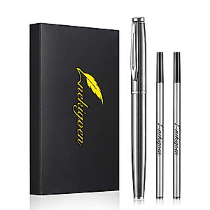nekigoen Rollerball Pen Fine Point Gel Black Ink Smooth Writing,Luxury Rollerball Pen with Chrome Finish Fancy Pen Gift Set for Executive Business Office School,Professional,Executive Pen G3 (Silver)