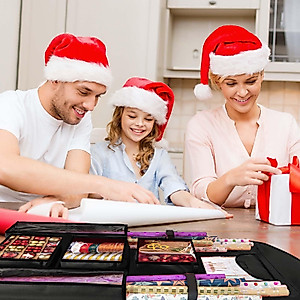 Hanging Gift Wrapping Paper Storage, 40"X17" Black Double-Sided Christmas Wrapper Bag Container, Oxford Craft Roll Organizer, Present Wrap Holder for Bedroom Closet, Door, Cabinet