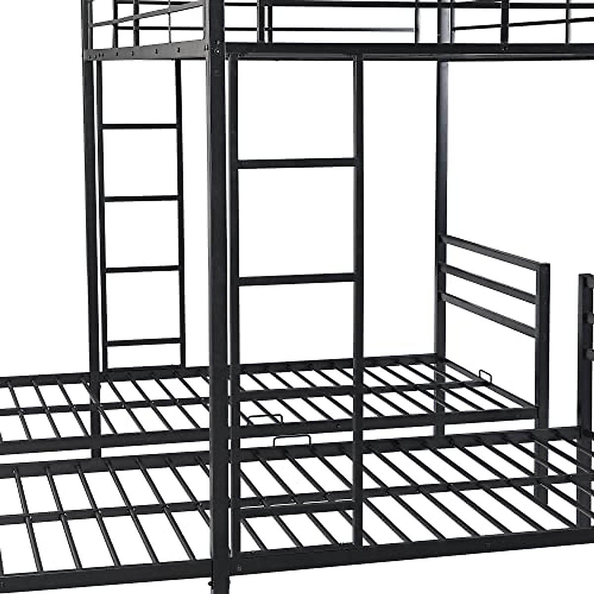 Lifeand Full Over Twin&Twin Size Bunk Bed with Built-in Shelf, Black