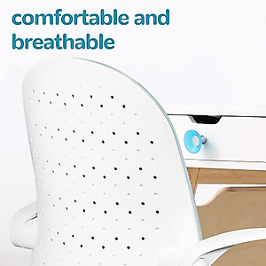 SeekFancy Kids Desk Chair Pego300, Blue Study for Boys Girls with Eggshell Design Backrest, Ergonomic Growing Teen Office Flip up Arms and Wheels, Pu Leather Task Chair…