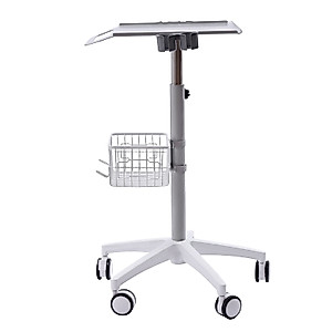 Mobile Trolley Cart Medical Cart with Wheels 33.46 * 43.71inch Height Adjustable Stainless Steel Salon Cart Rolling Desktop Lab Cart with 19.3 * 16.9inch Large Tabletop